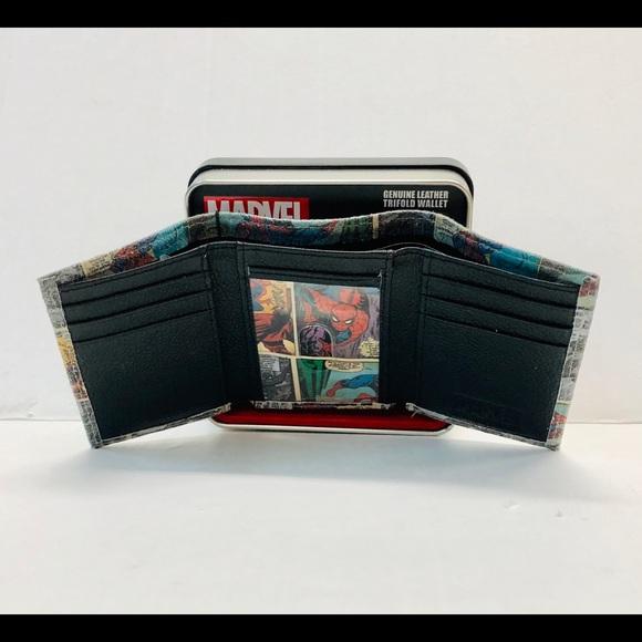 Marvel | Bags | Marvel Comics Genuine Leather Trifold Wallet | Poshmark